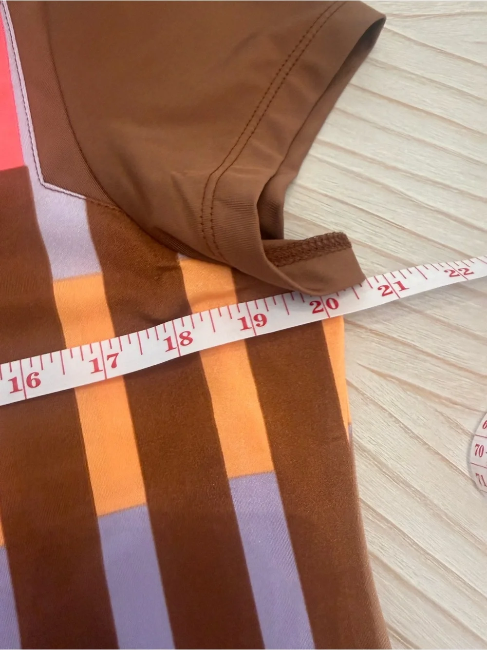 jamie sadock | Tops | Jamie Sadock Brown Tee With Coral Orange Lavender ...